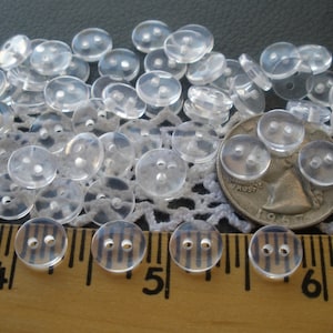 Tiny Clear 2-hole Buttons Flatback 24 Plastic 9MM 14L Sew-on Sewing ...