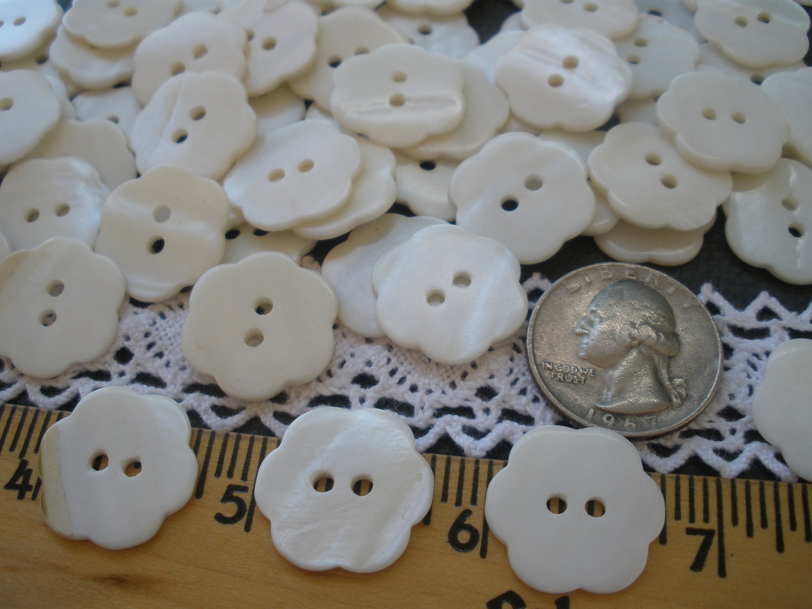Flower Shape MOP Buttons Classic 19MM Polished Matte White Real Shell ...
