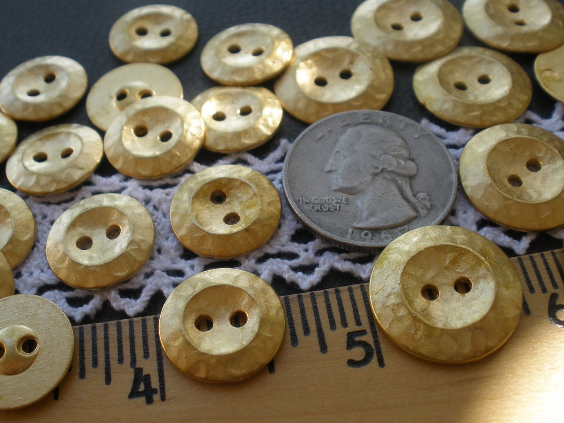 19MM or 15MM Matte Hammered Gold Tone Metal Shirt Buttons | Etsy