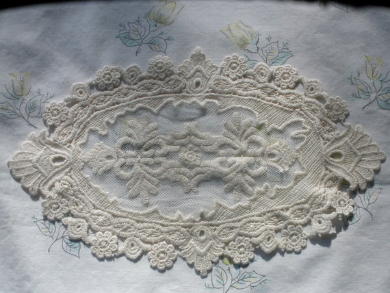 Embroidered Oval floral Applique lace doily Embellish T-shirt | Etsy