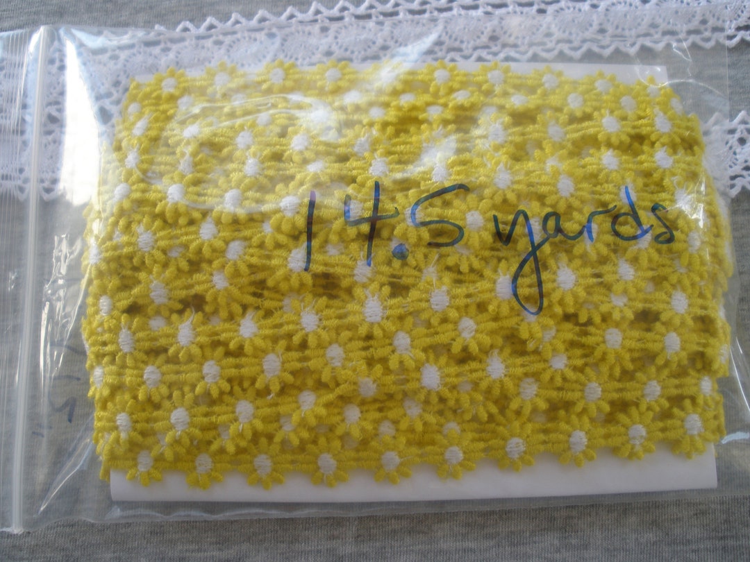 Yellow Daisy Chain White Center Tiny Flowers Applique Lace Trim 1/2 ...