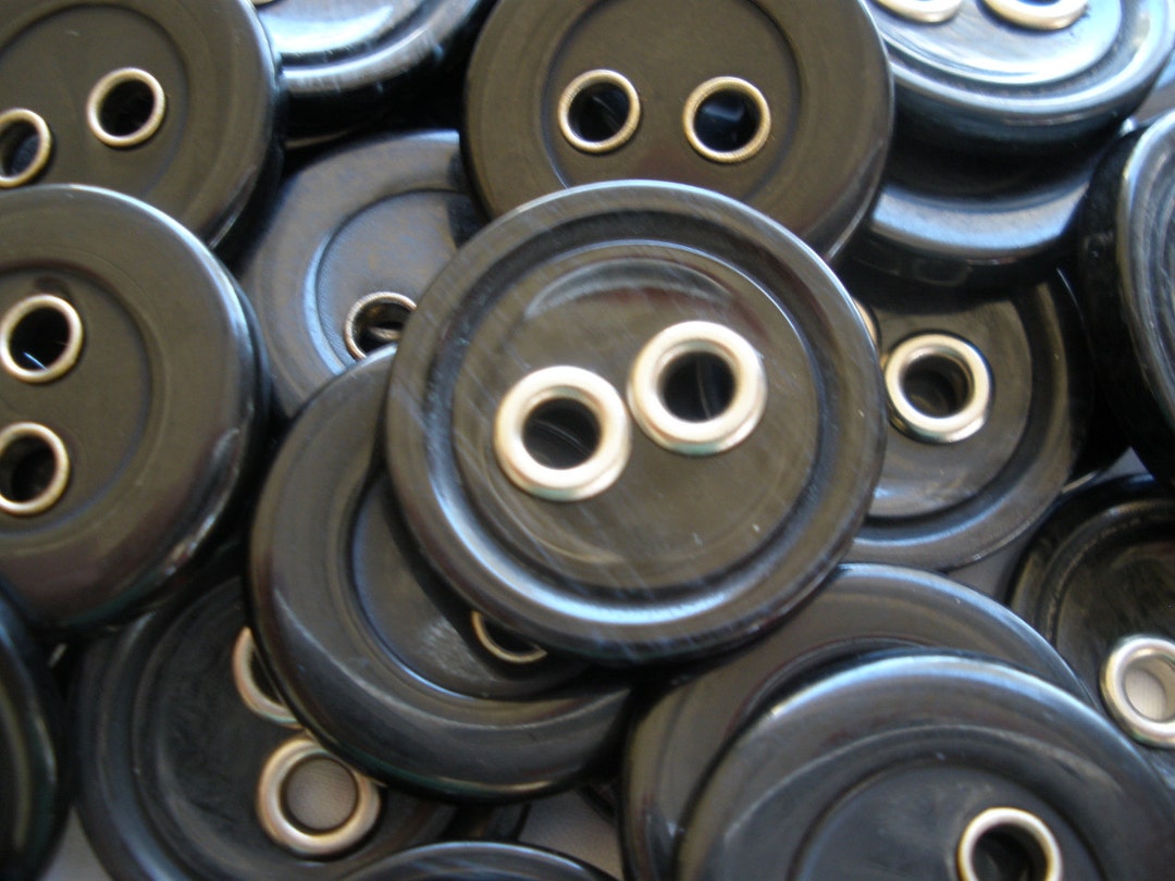 25MM Large Hole Black Buttons Silver Grommet 2 Hole Sew-on Rim Sewing ...