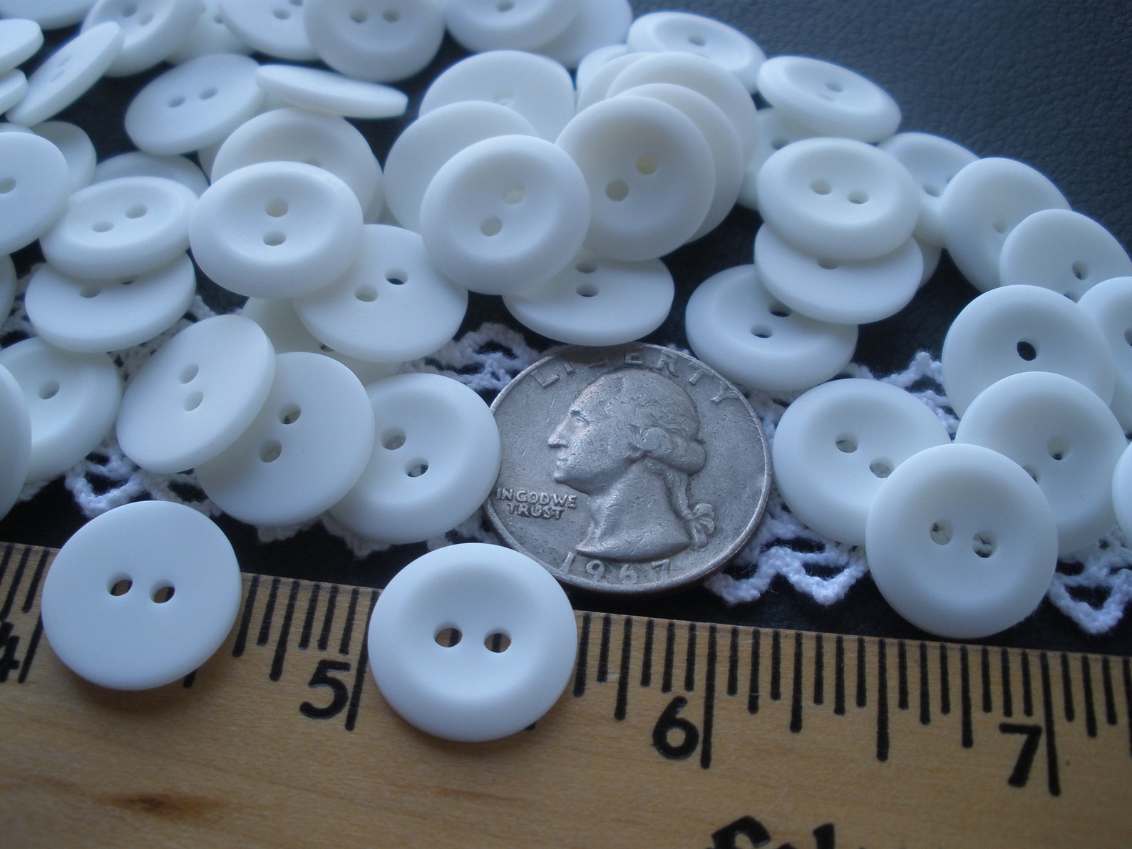 16MM Matte White Plastic Buttons 24L 2-hole Sew on 24 Pcs 5/8" Wedding ...