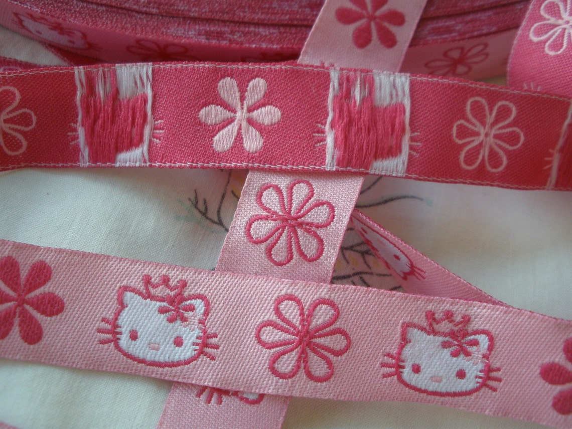 Hello Kitty Ribbon Pink Princess Kitty jacquard ribbon 17mm | Etsy