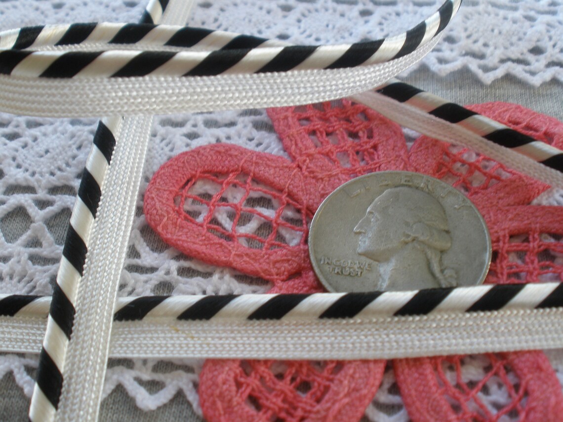 Cool Black / White Stripes Piping Trim Edging Gimp Dolls 5/16" Mixed ...