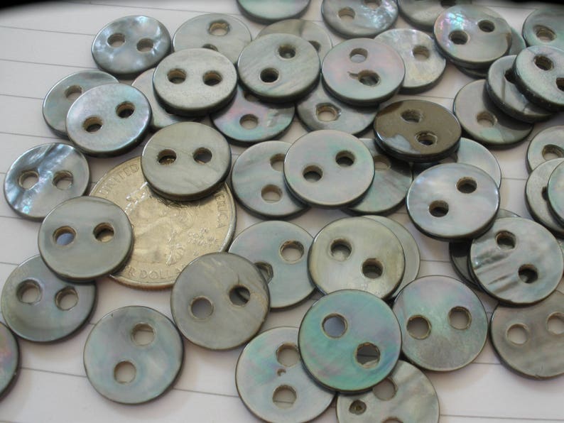 Large Holes Flat Thick Gray Smoke MOP Pearl Buttons 14mm | Etsy