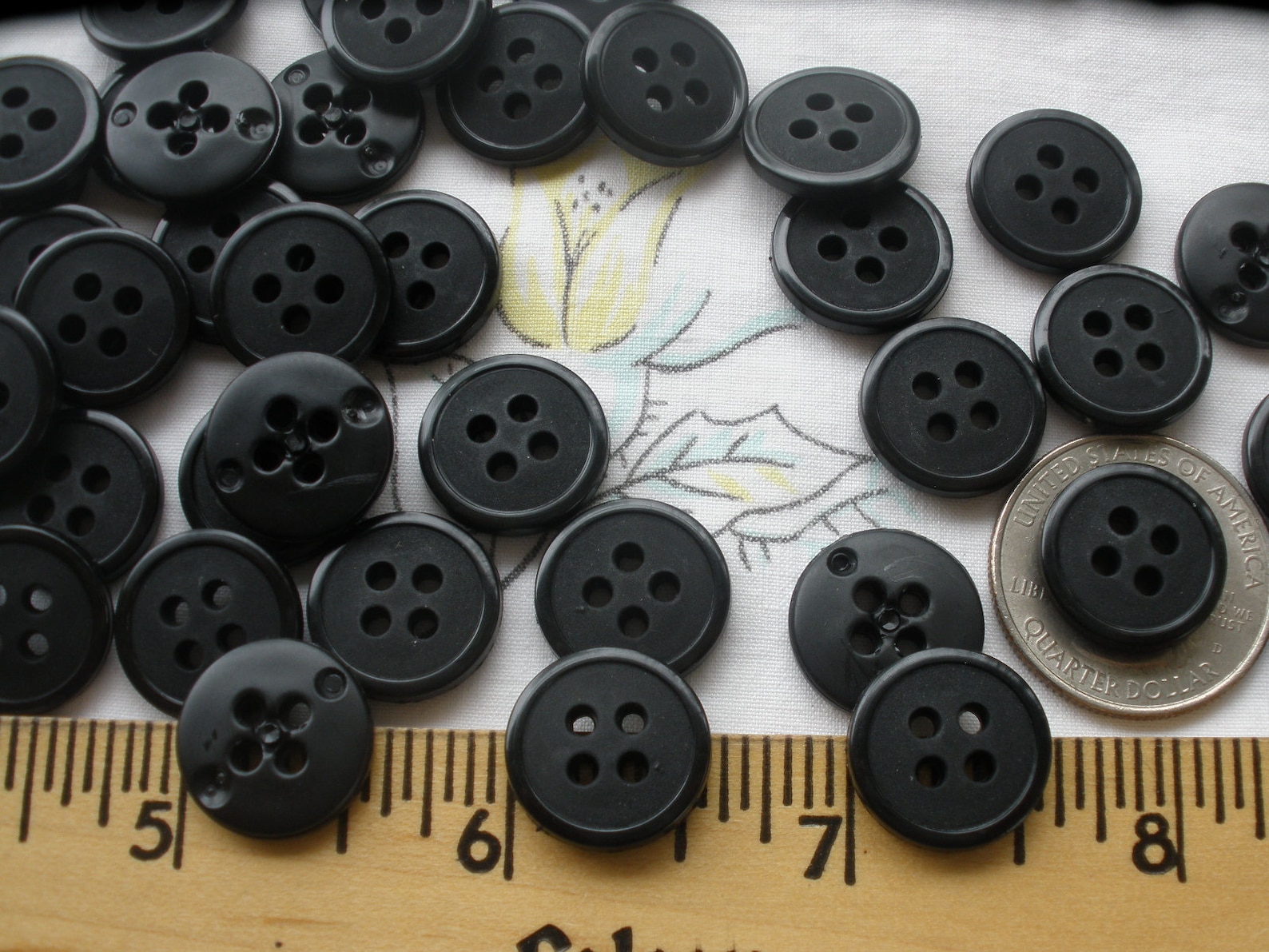 15MM Textured Black Buttons 48 Plastic 23L 24L Rounded Matte - Etsy