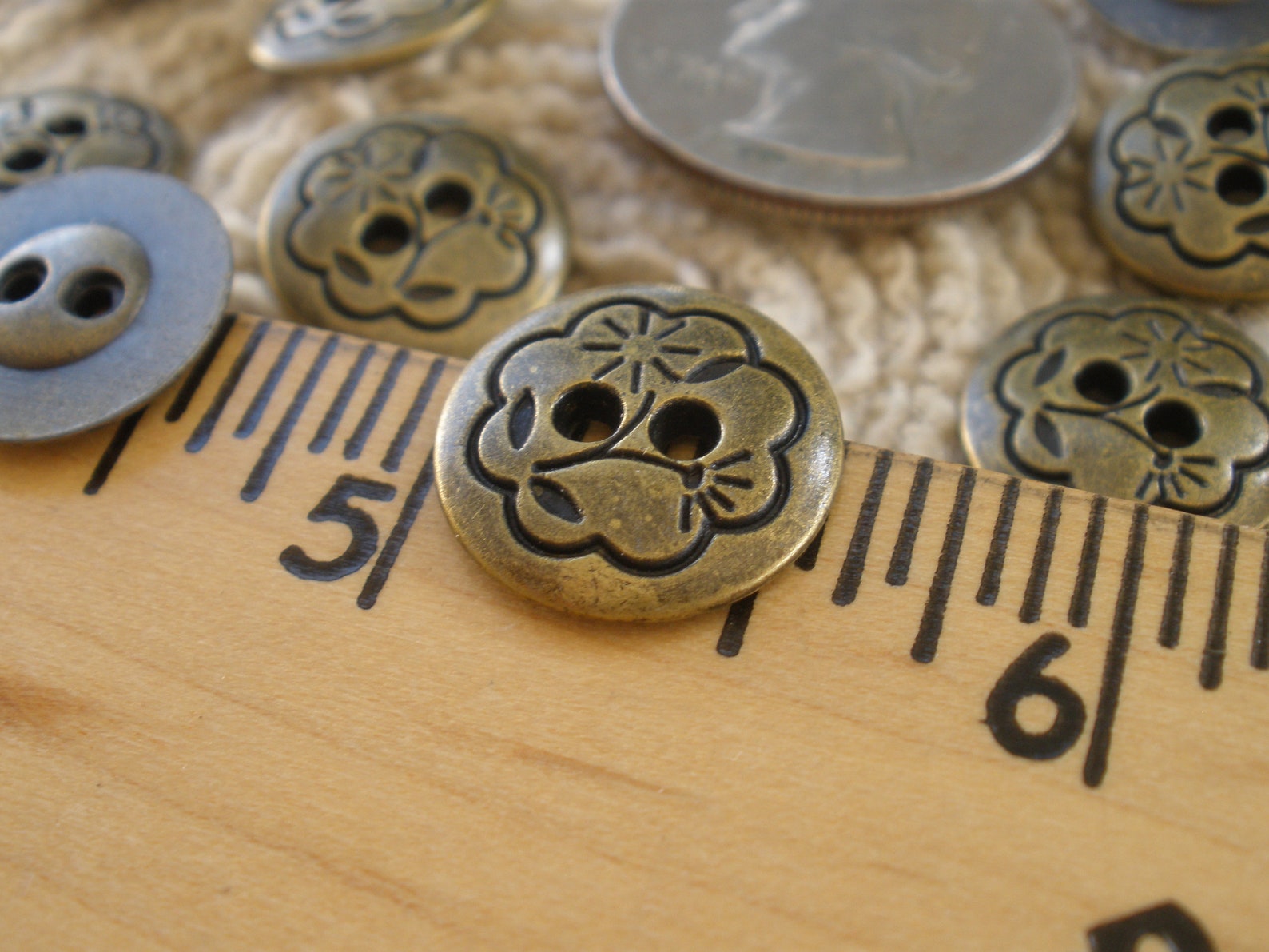 Stamped Flower Scene Buttons Bronze Tone Metal Sew on 15MM 23L - Etsy