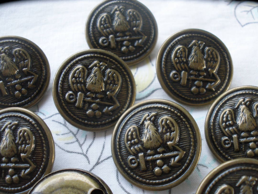 Eagle & Anchor Antique Bronze Buttons 23MM Hollow Metal Shank Size 36L ...