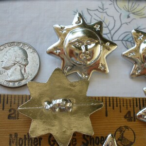 Celestial Sun Face Buttons Silver Color Metallic Plastic 35MM Shank 55L ...