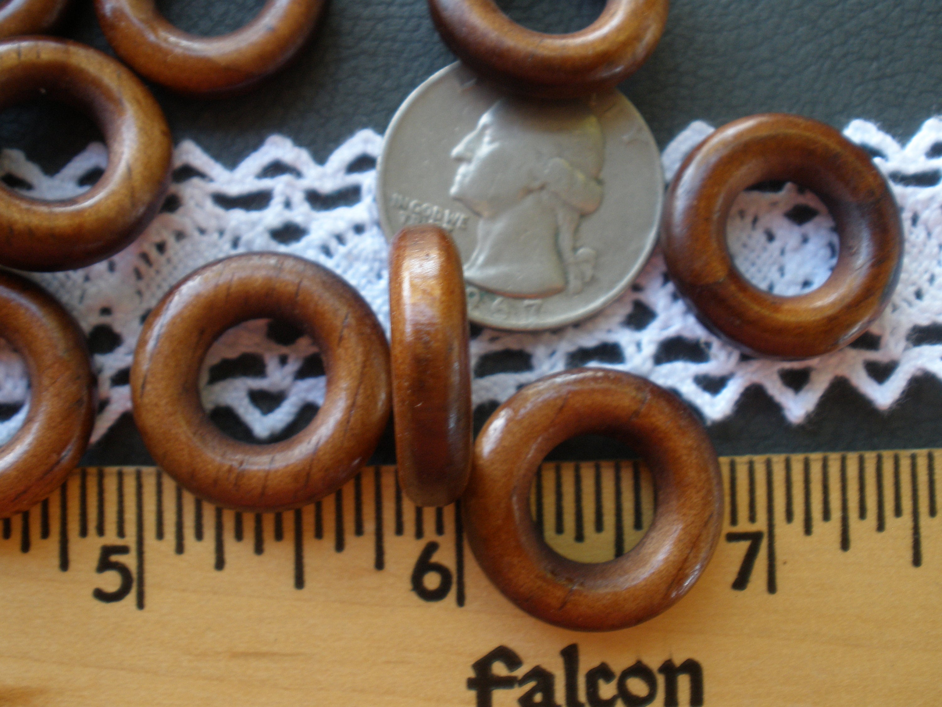 20MM OD/ 15MM ID Wood Rings Brown Stain Round 5/8" Opening 32L Ring 18 ...