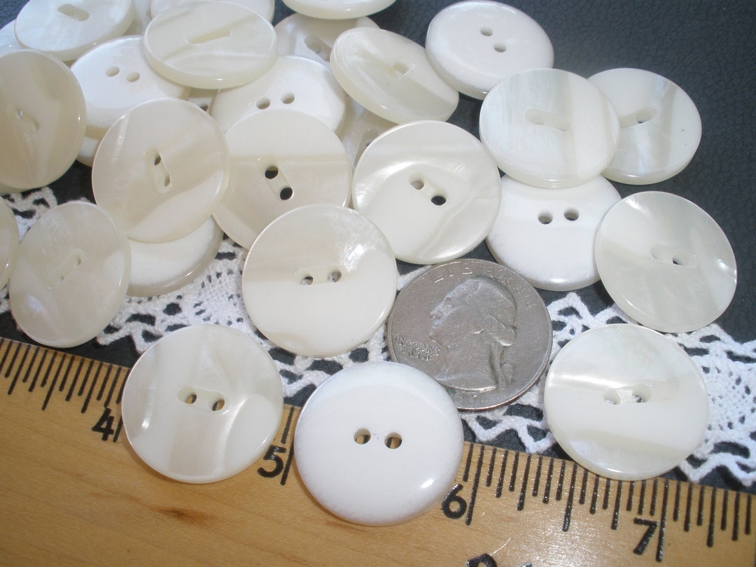23MM White & Pearlescent Plastic 2-hole Buttons 7/8" Size 36L Sew on ...