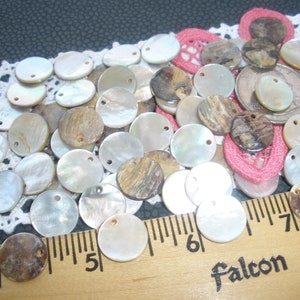 13MM Shell Disc Beads Real Agoya Shell Round Charms NATURAL Pearl MOP 1 ...