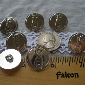 Figural Open Zipper Buttons Silver Color Metallic Plastic 22MM Shank ...
