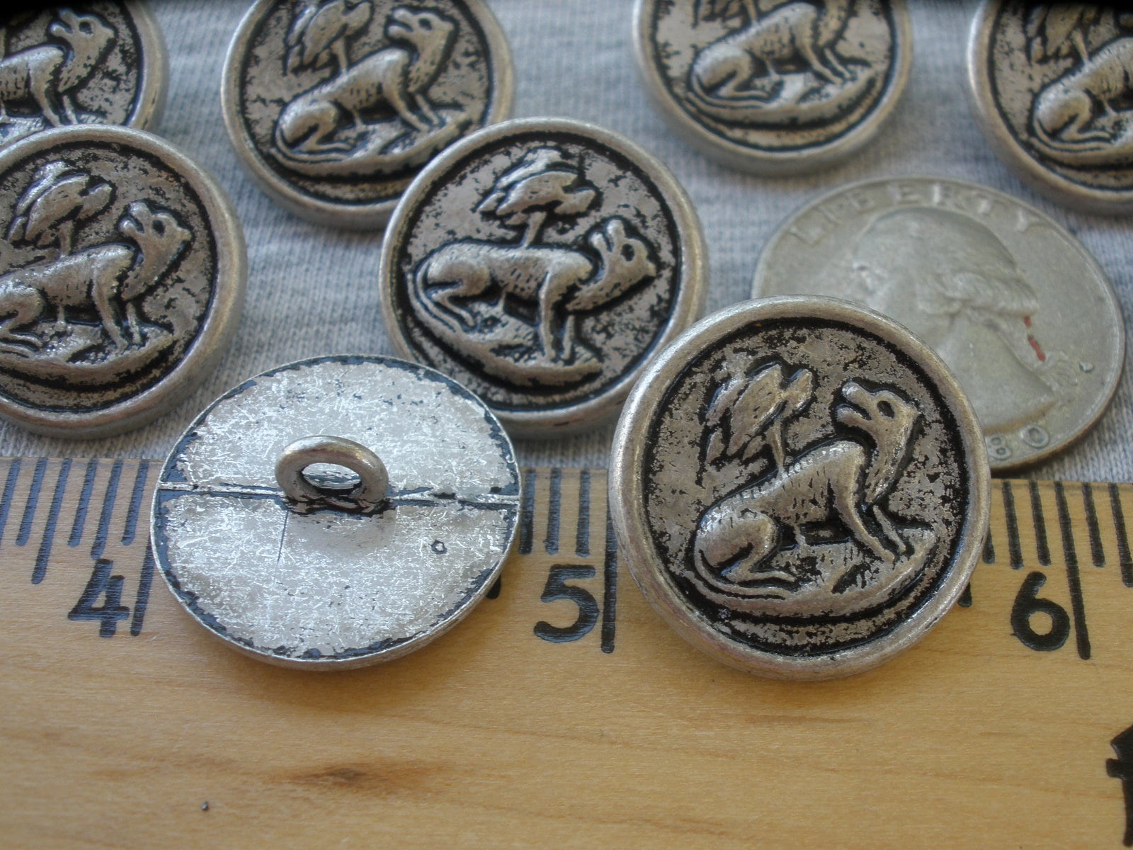 Fox in Forest pewter color metal shank buttons size 32L | Etsy