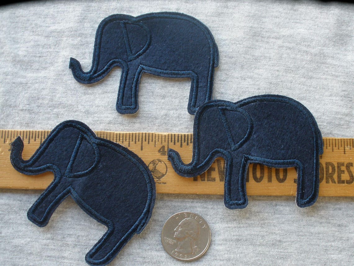 Little Elephant Appliques Blue or Black Embroidered Patches 3 Each ...