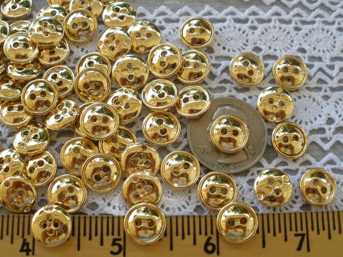 11MM Shiny Gold Buttons Metallic Plastic 2 Hole Sew on 18L - Etsy