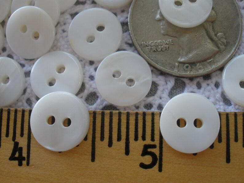 Thick Freshwater Shell MOP Buttons Pearl White 18L 7/16" 11MM 2-hole ...