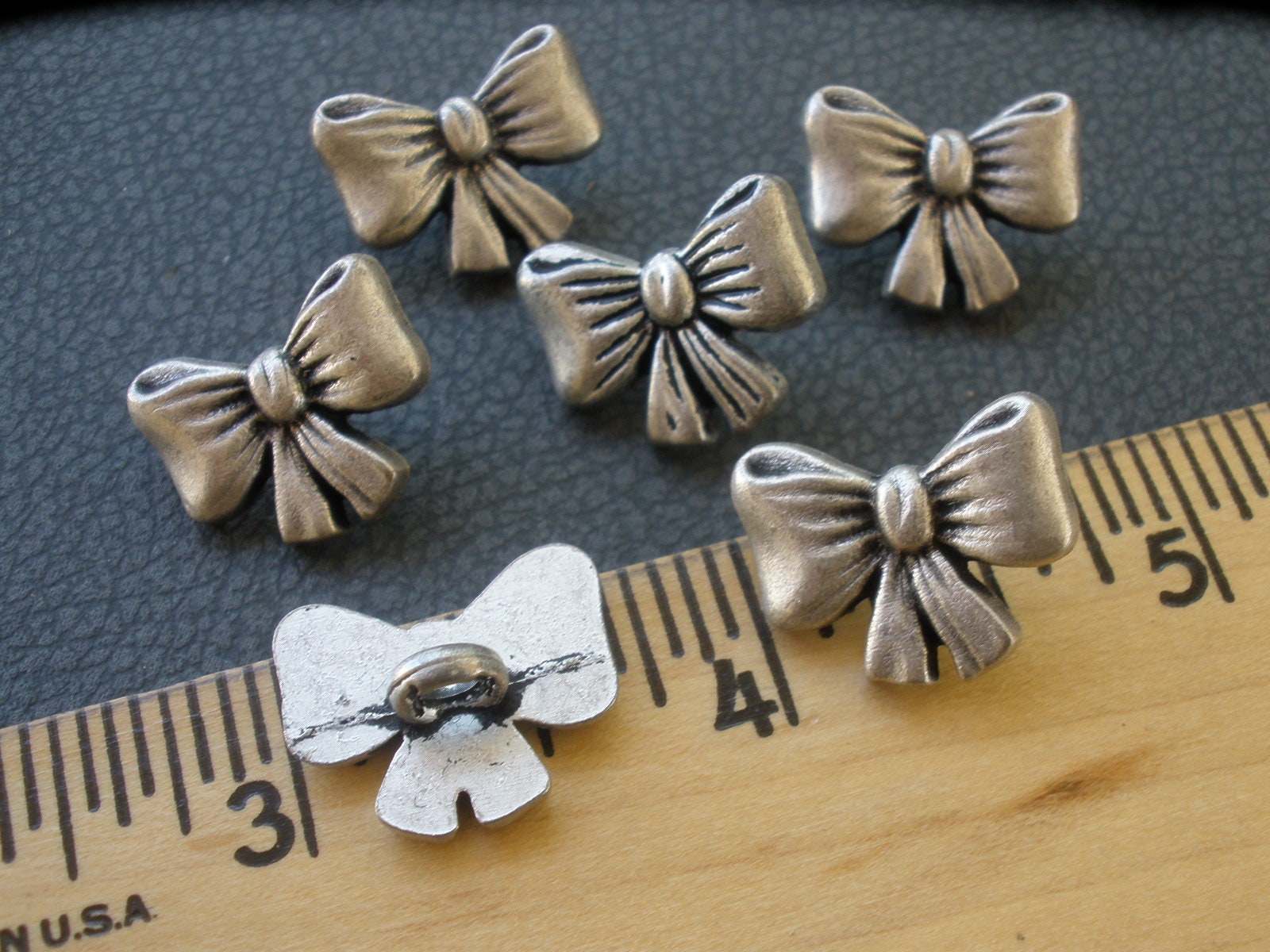 Vintage Metal bow buttons Pewter Color shank size 28L | Etsy