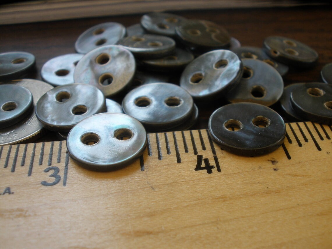 Large Holes Flat Thick Gray Smoke MOP Pearl Buttons 14mm | Etsy