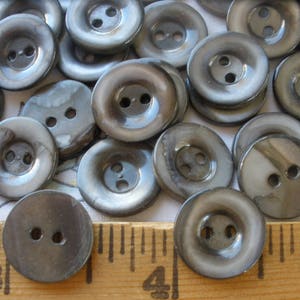 Carved Gray Smoke MOP Shell Buttons 14mm 9/16" Recessed 2 Hole Sew on ...