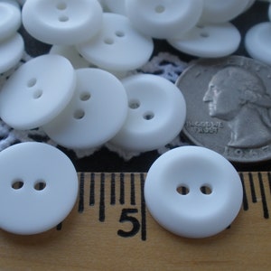 16MM Matte White Plastic Buttons 24L 2-hole Sew on 24 Pcs 5/8" Wedding ...