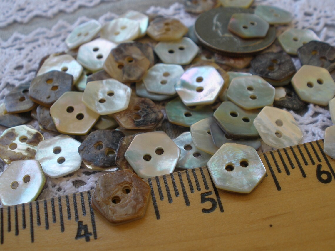 Hexagon MOP Shell Buttons Natural 11mm by 13mm 20L 1/2 - Etsy