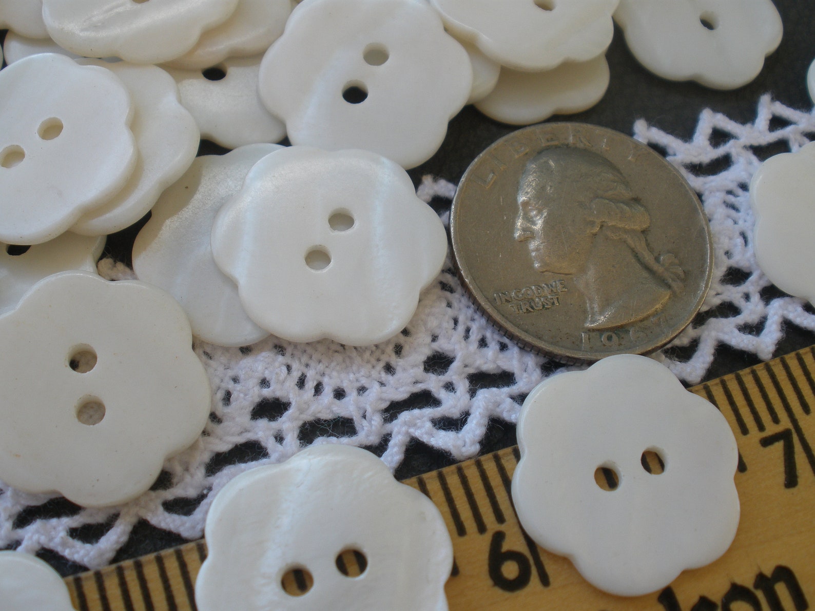 Flower Shape MOP Buttons Classic 19MM Polished Matte White Real Shell ...