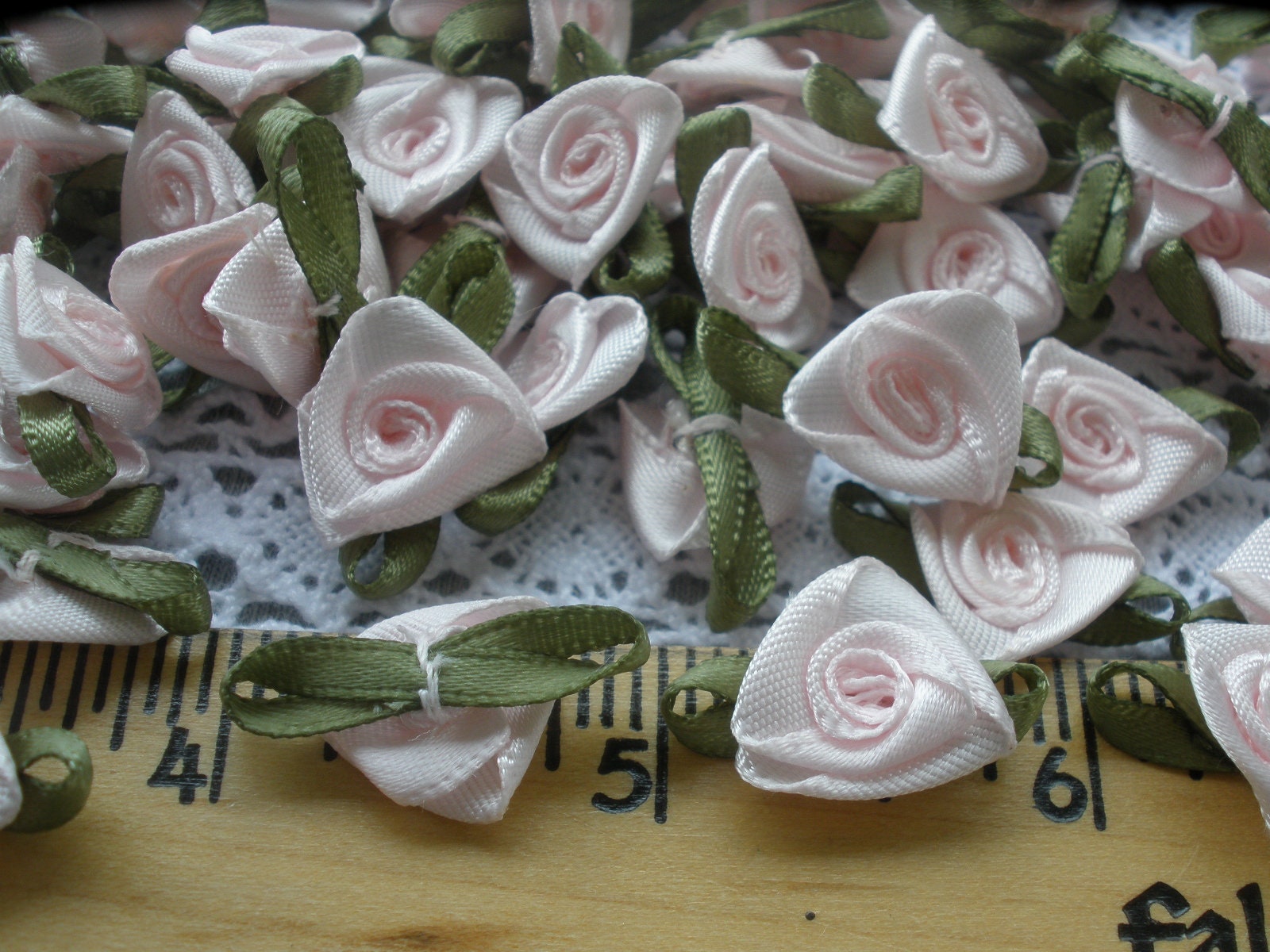 Tiny Light Blush Pink Satin Ribbonwork Flowers Rosettes Hand | Etsy