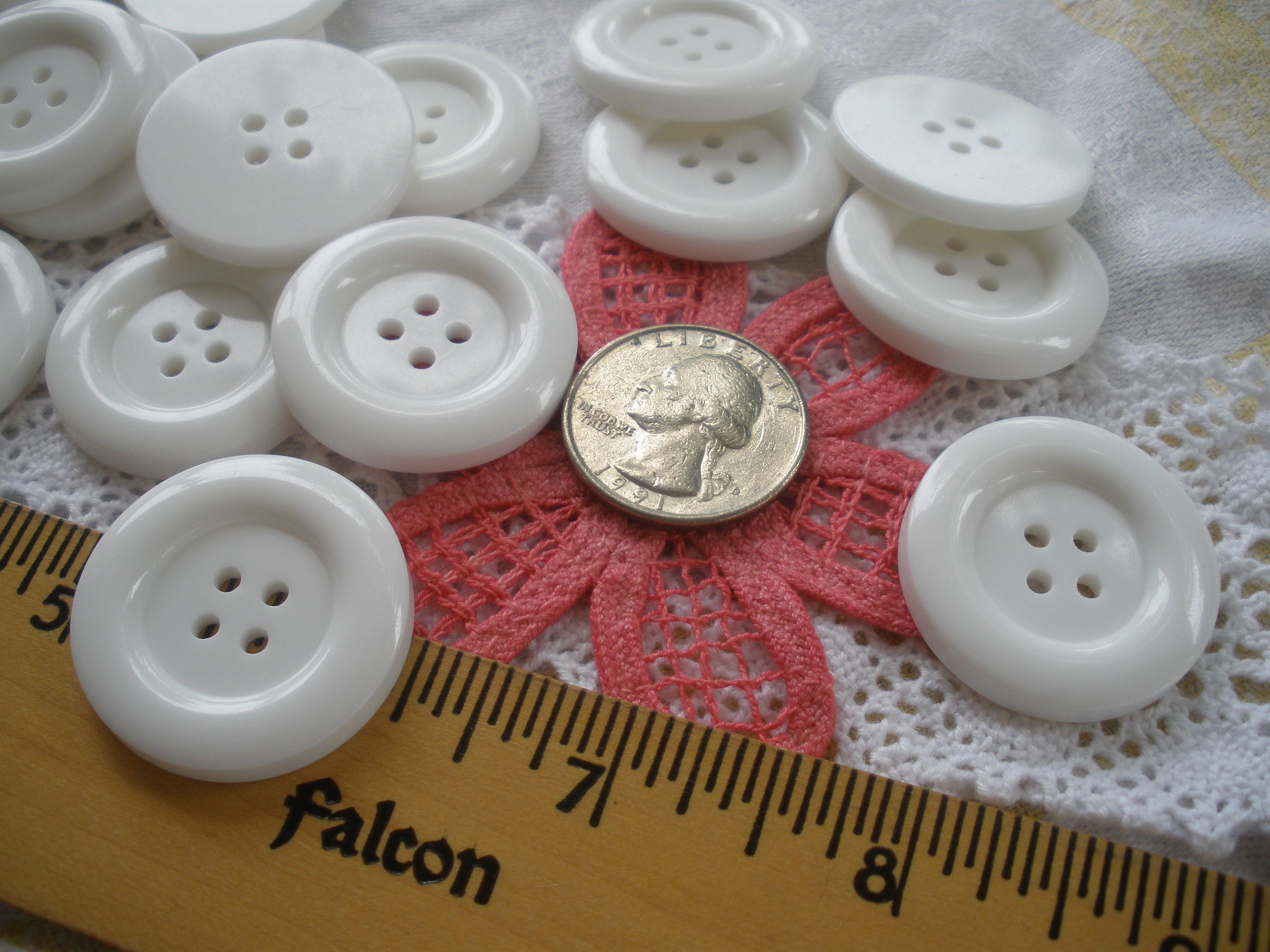 30MM Large Thick White Coat Buttons 4-hole Sew on Size 48L Plastic ...