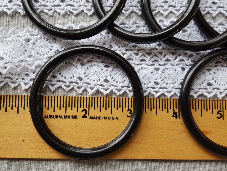 60MM Black Plastic O-rings Round 50MM 2" Opening 6 Cabone Rings Purse ...