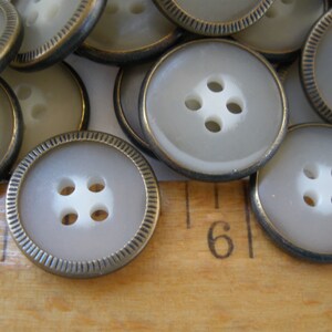 15MM Metal Rim Buttons 24L 5/8" Etched Antique Brass With Plastic Style ...