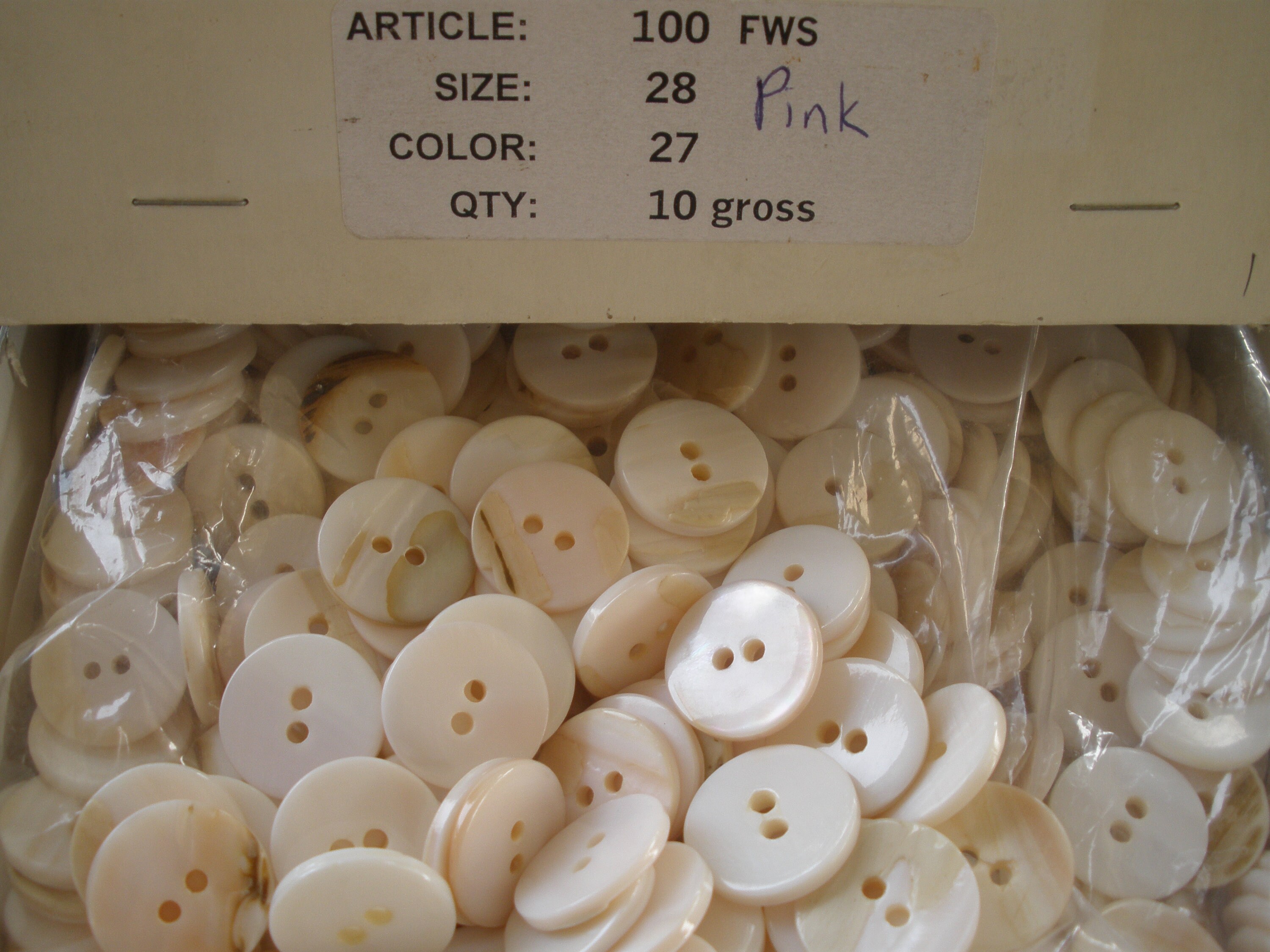 Palest pink cast Freshwater Shell MOP Buttons 28L 11/16 | Etsy