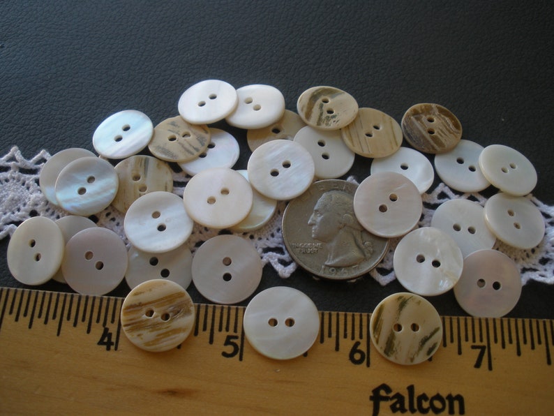 MOP Buttons Classic 15MM Polished White Real Shell 24L 5/8" Green Back ...