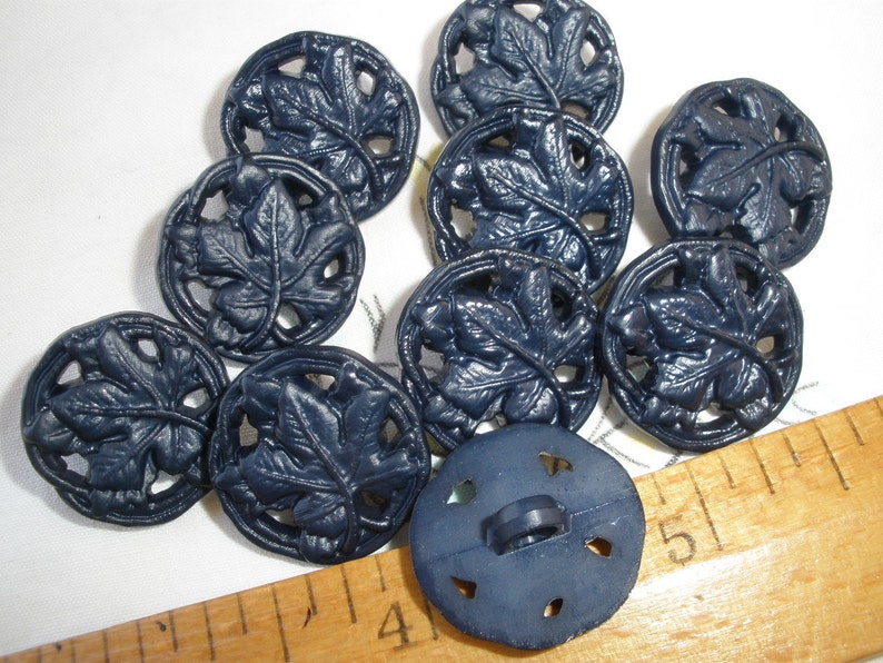 Vintage Pierced Filigree Buttons Navy Grape Leaf Shank Style 3/4" (19MM ...