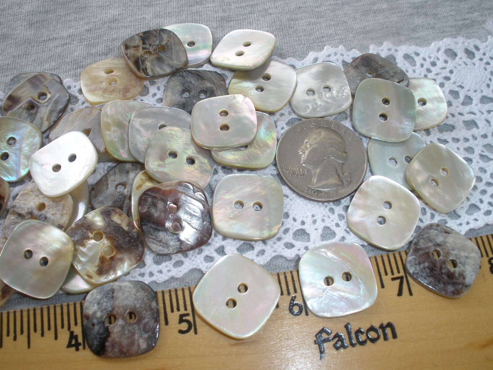 Square MOP Shell Buttons Natural 17mm by 20mm 32L 13/16" Pearly White ...