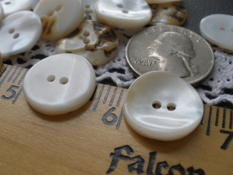 Pearly White Thick Textured Real Shell Buttons 11/16 28L | Etsy