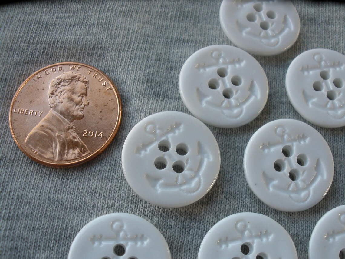 Cool White Anchor Shirt Buttons 5/8 15mm 24L 4-hole | Etsy