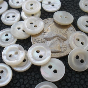 11MM Wide Rim Real Shell Buttons Pearly White Carved MOP 18L 2 Hole Sew ...
