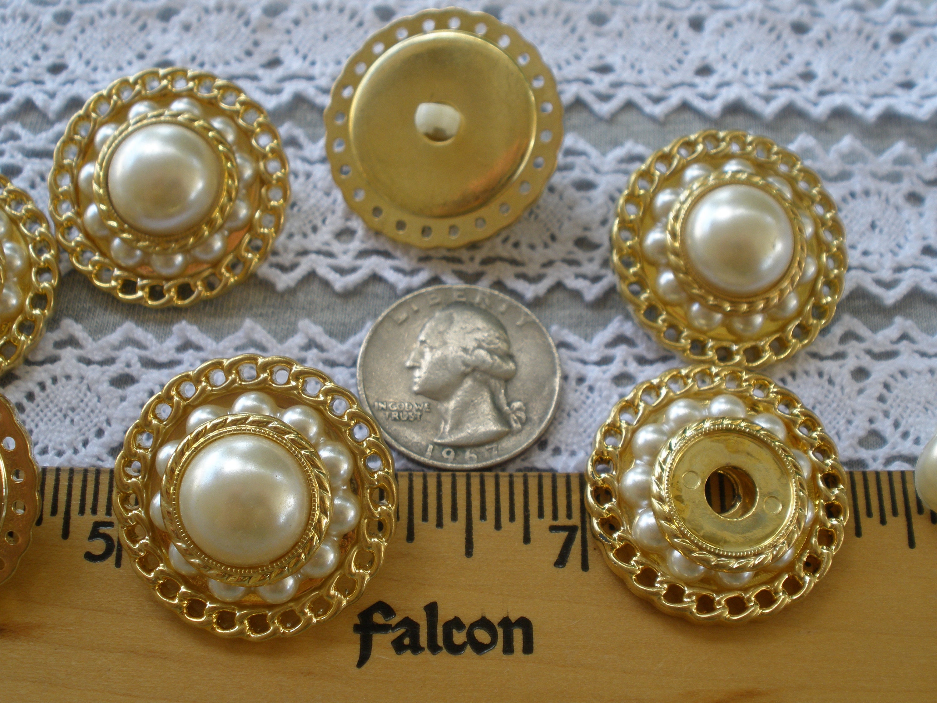 Bridal Bouquet Buttons Faux Pearl & Gold 48L 30mm plastic | Etsy