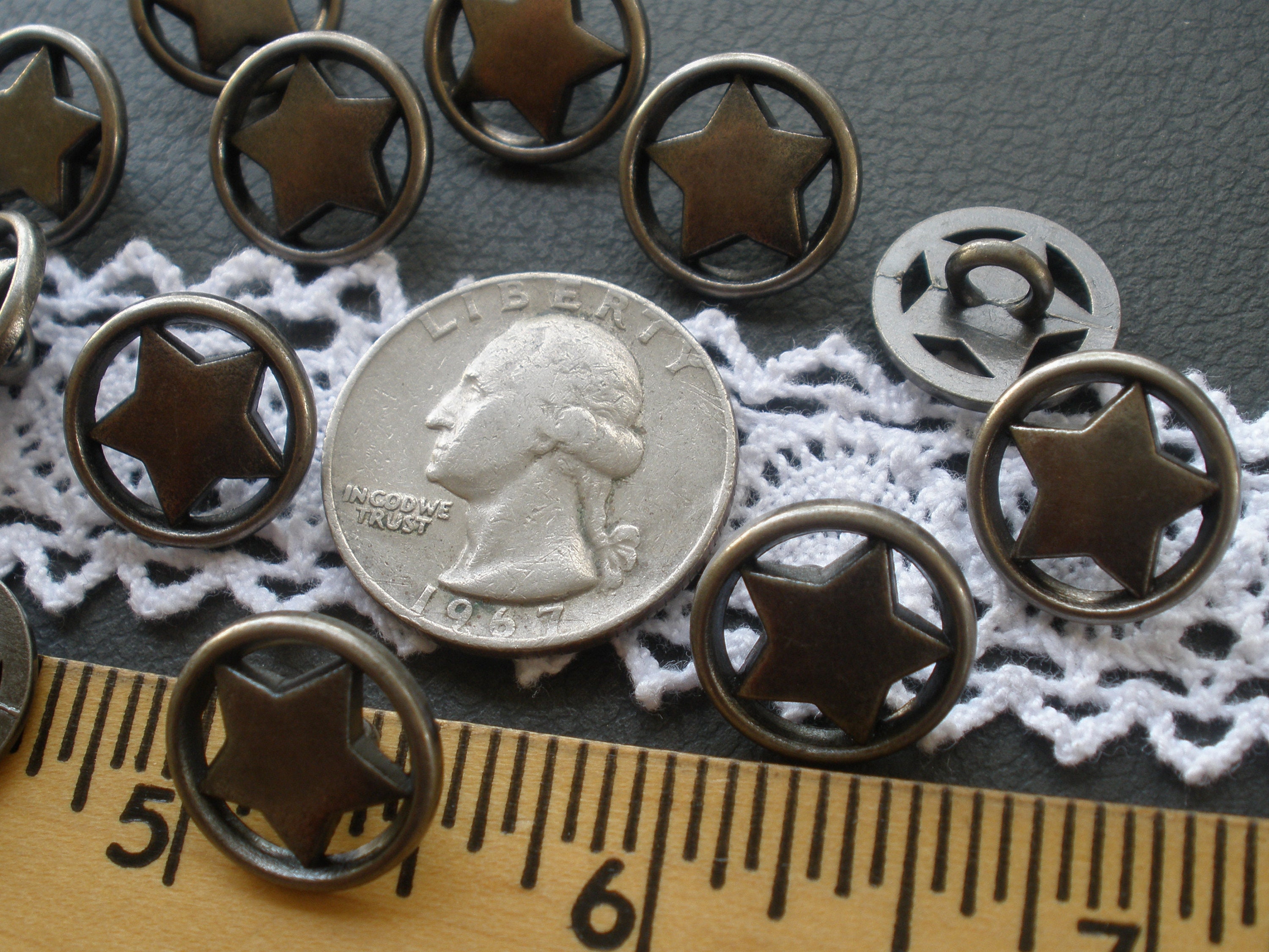 Star Buttons Dull Silver Color Cut Out Metal Shank Size 24L (5/8" 15MM ...