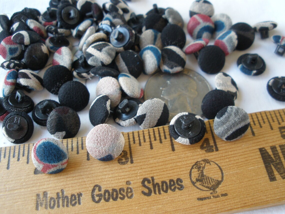 11mm Fabric Cover Buttons Teal Gray & Black 18 Each 7/16 - Etsy