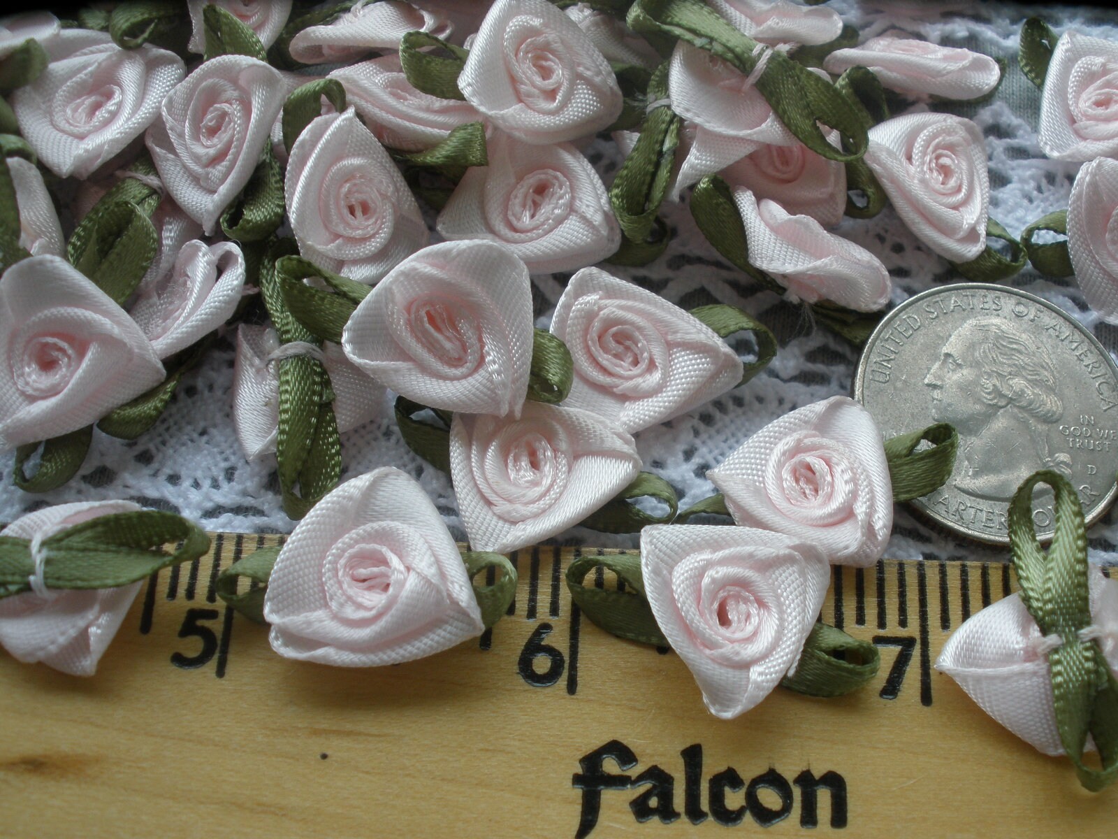 Tiny Light Blush Pink Satin Ribbonwork Flowers Rosettes Hand | Etsy