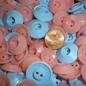 Cool Vintage Buttons Inkwell Pink 3/4" & Baby Sky Blue 7/8" Molded ...