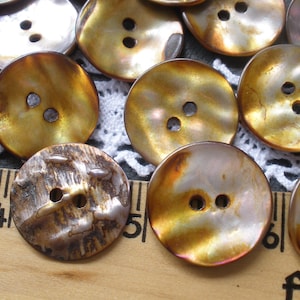 Gold Tone Dyed MOP Shell Buttons 22MM 36L 7/8" Pearl 2 Hole Sew on 6 ...