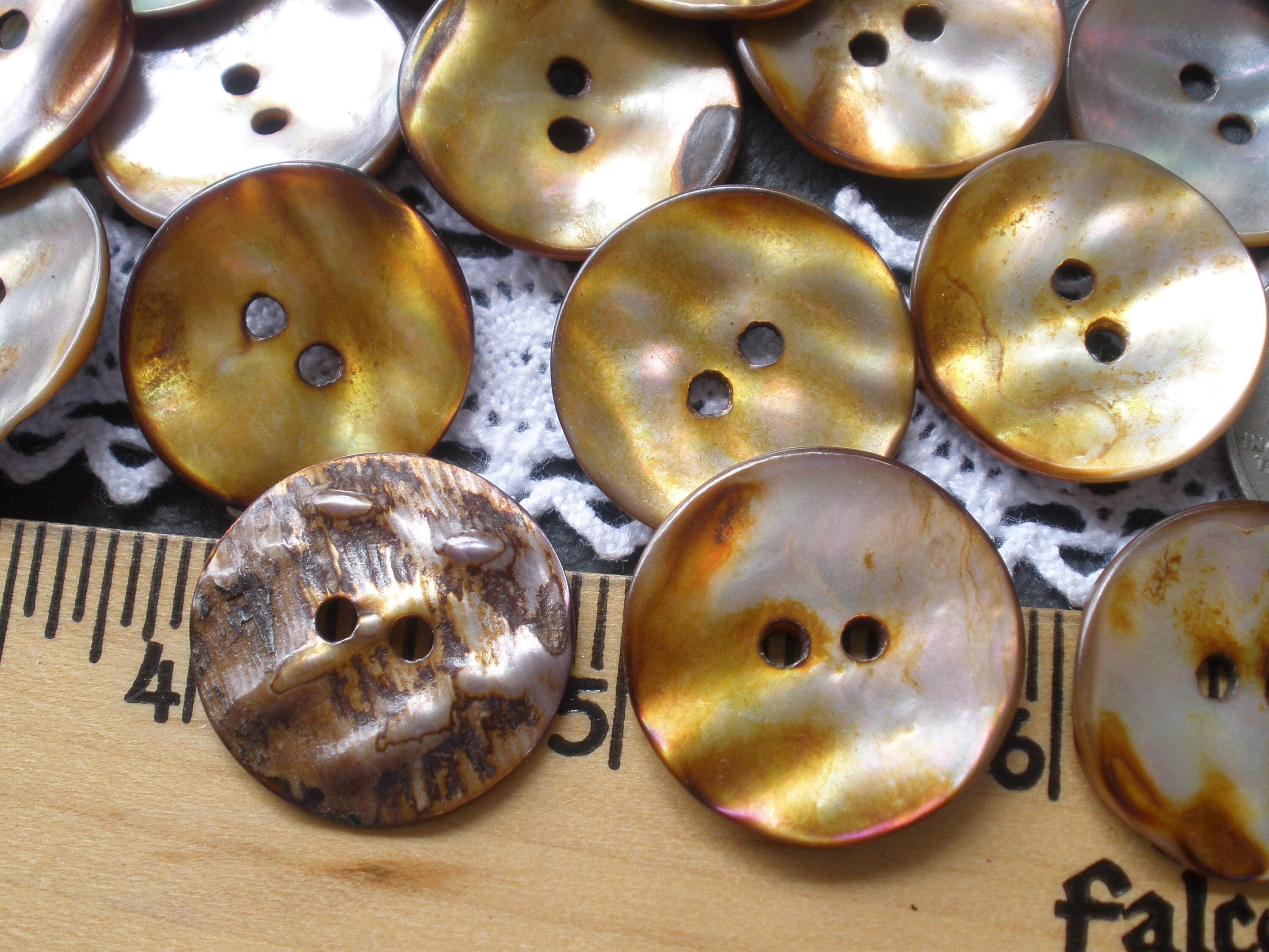 Gold Tone Dyed MOP Shell Buttons 22MM 36L 7/8" Pearl 2 Hole Sew on 6 ...