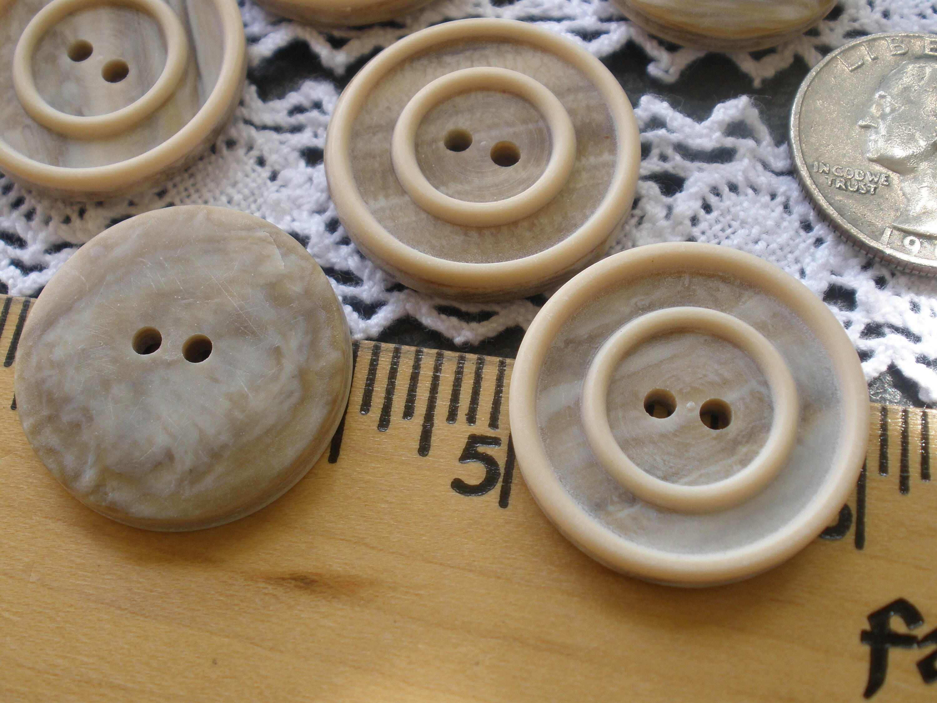One Inch Buttons Plastic Taupe Beige Cream Rings 40L 25mm 18 - Etsy