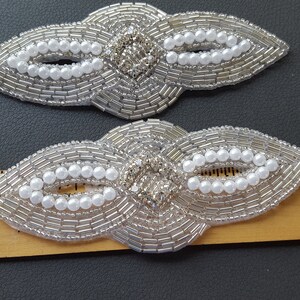 Beaded Applique Embellishments Clear Rhinestone & Faux Pearl Costume ...