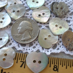 Heart Shape 17.5MM MOP Shell Buttons Natural Pearly 11/16" Buttons Size ...