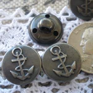 15MM Dull Silver Gunmetal Tone Anchor Pattern Buttons Shank Hollow ...